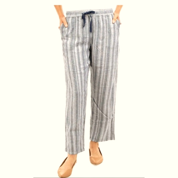 Pants & Jumpsuits | Dash Womens Linen Stripe Wide Leg Pants Black ...